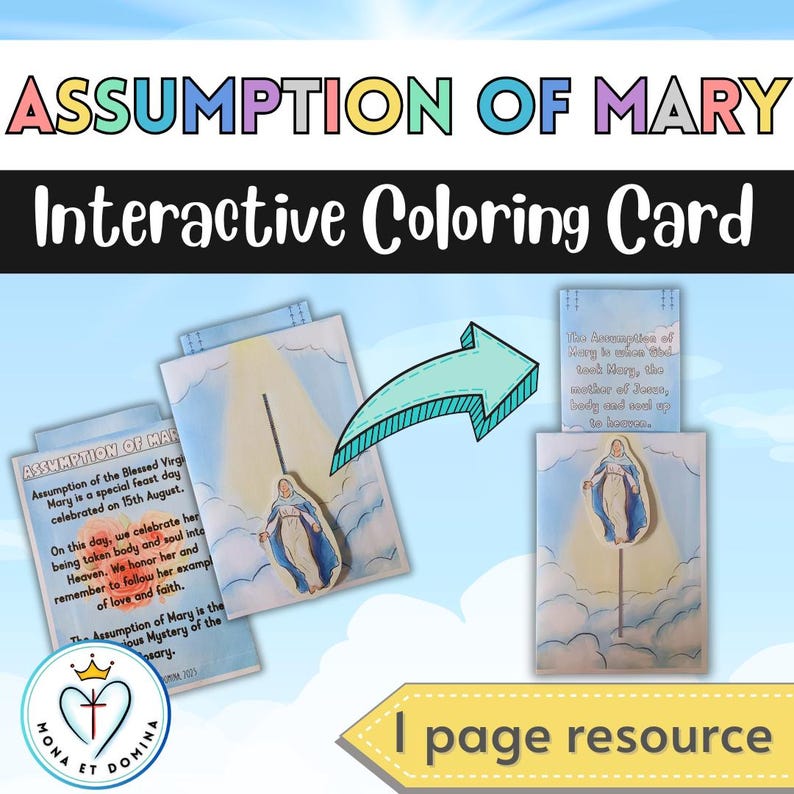 Assumption of Mary Activity Catholic Feast Day Mother of God Coloring ...