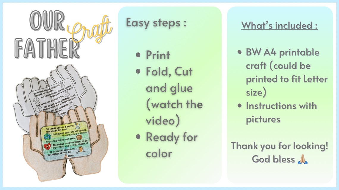 Digital Download Our Father the Lords Prayer Interactive Colouring Page ...