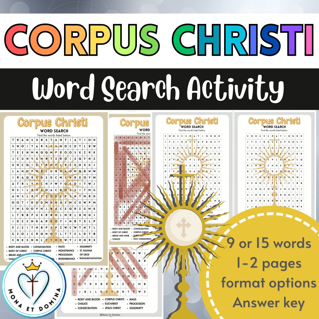 Digital Download Corpus Christi Sunday Word Search No Prep Printable ...