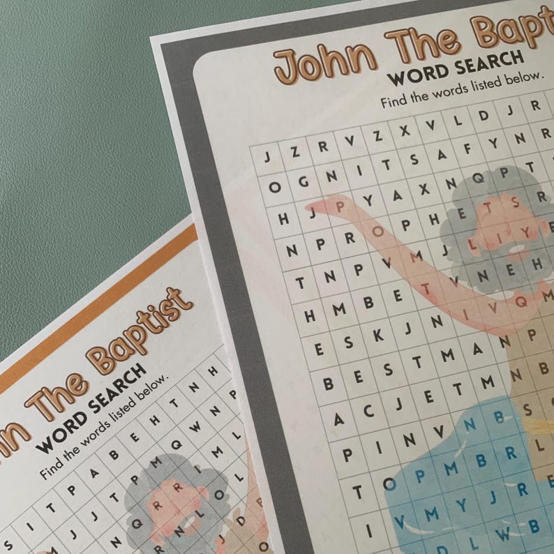 Digital Download John the Baptist Bible Character Word Search No Prep ...