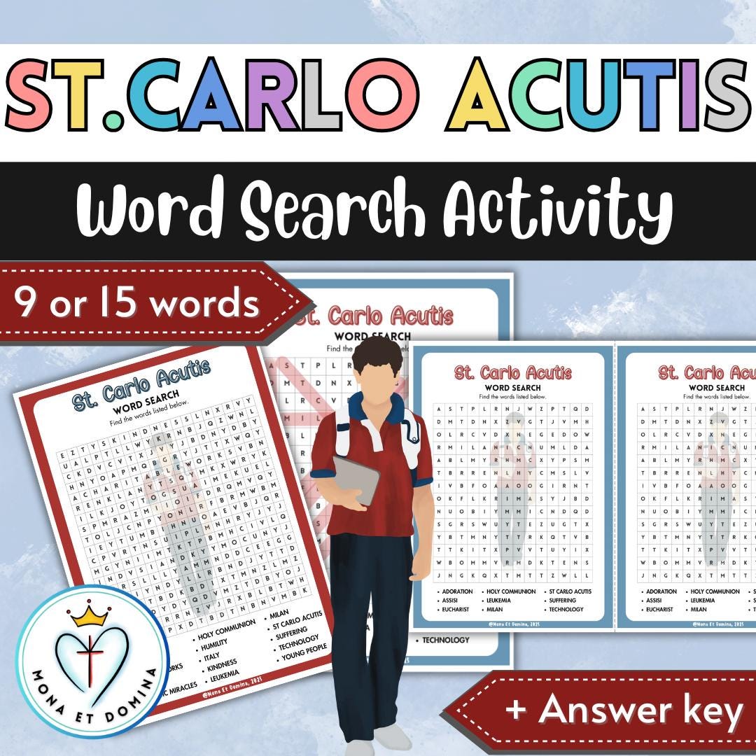 St Carlo Acutis Worksheet Catholic Millennial Saint Word Search No Prep ...