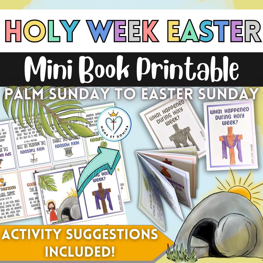 Easter Story Holy Week Mini Book Catholic Activity Palm Sunday to ...