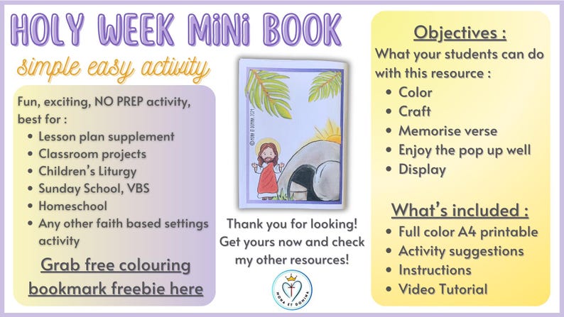 Easter Story Holy Week Mini Book Catholic Activity Palm Sunday to ...
