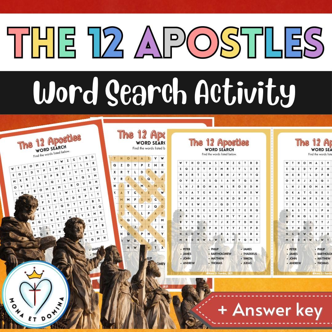 12 Apostles Word Search Jesus Disciples Names Religion Activity No Prep ...
