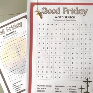 Good Friday Word Search Puzzles Crucifixion Holy Week Easter Activity ...