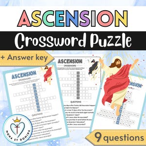 Ascension of Jesus Worksheet Crossword Puzzle No Prep Feast Day ...