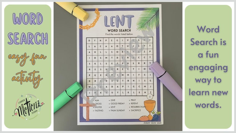 LENTEN Season Word Search Puzzles Catholic Christian Worksheet Lent ...