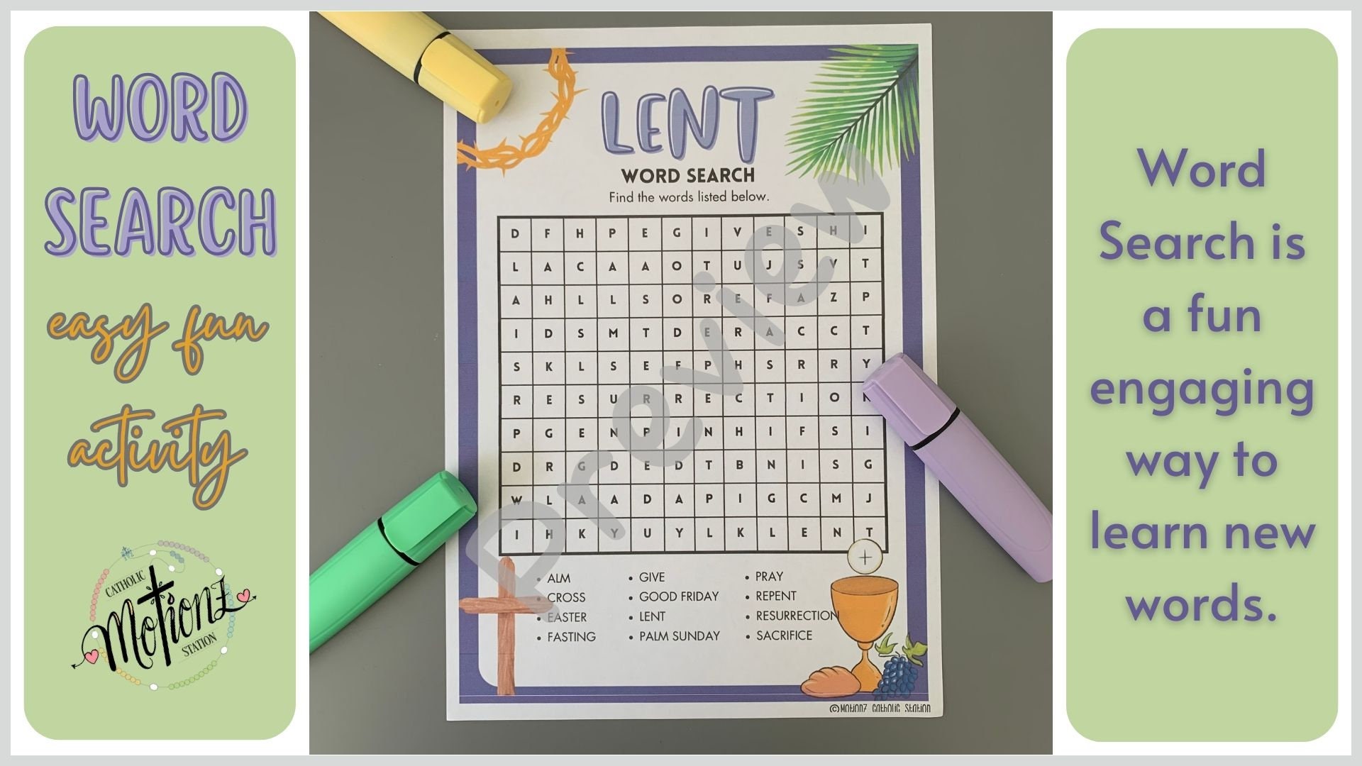 No Prep LENTEN Season Word Search Printable Activity, Ash Wednesday ...
