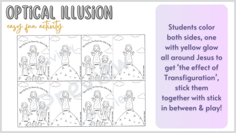 Transfiguration of Jesus Mark 9 Bible Lesson Craft Optical Illusion ...