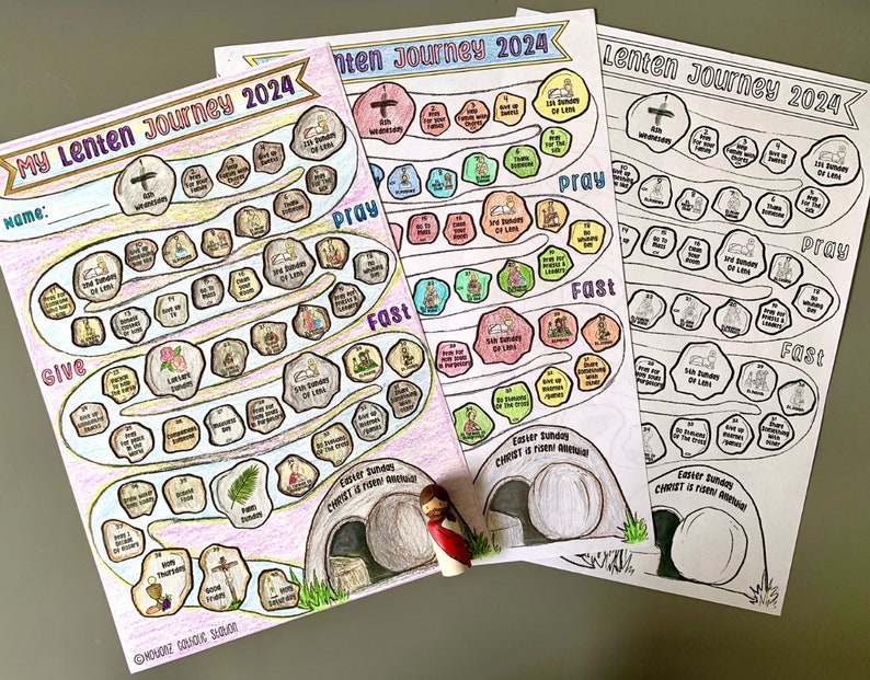 40 Days Catholic Lenten Journey to Easter Countdown Calendar Colouring ...