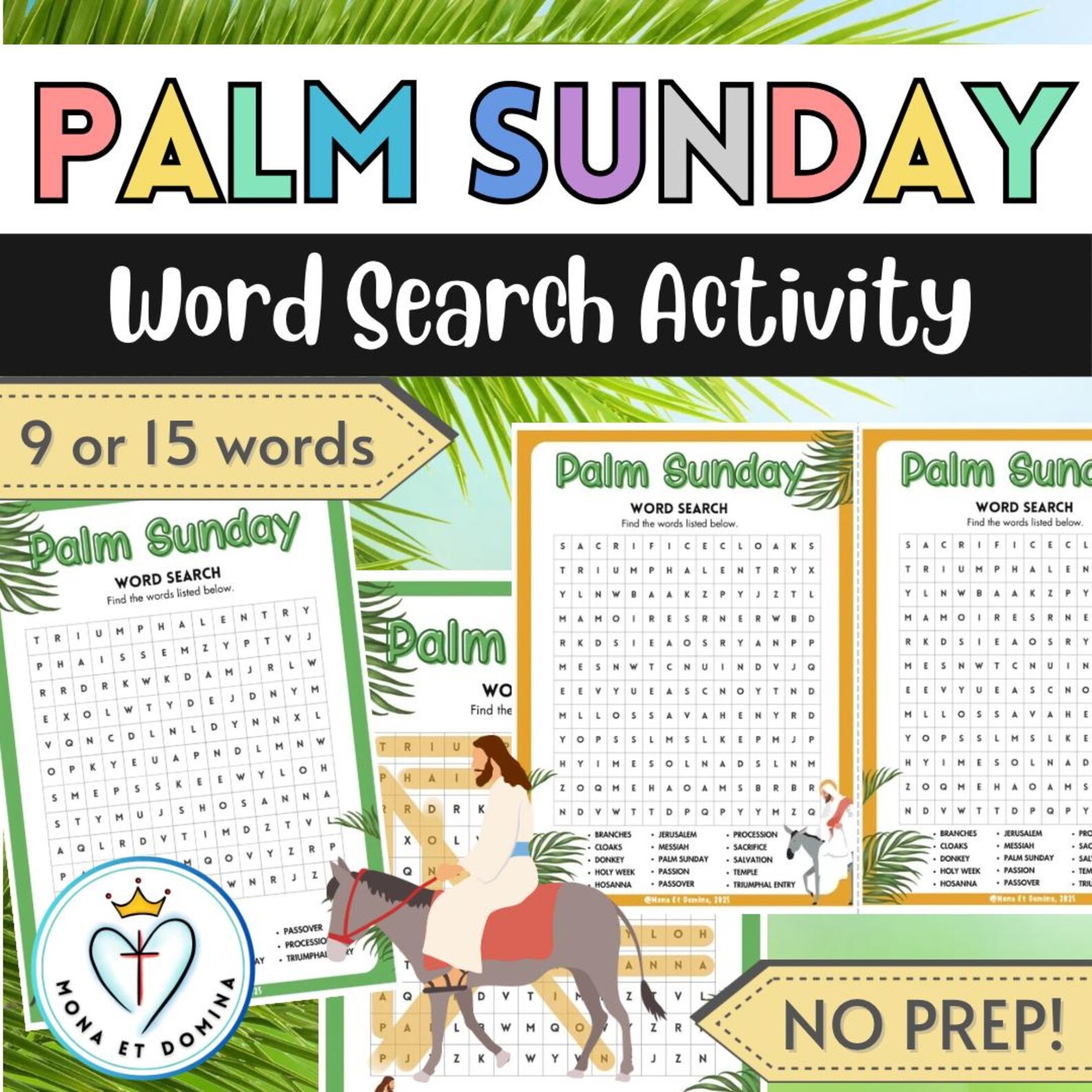 Palm Sunday Word Search Puzzles Holy Week Easter Activity Early ...