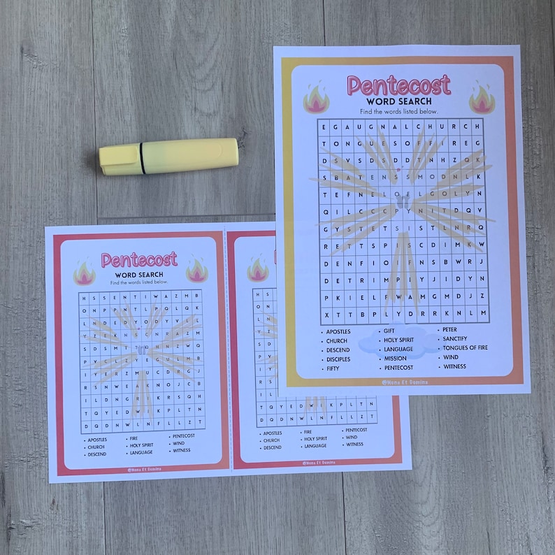 Digital Download Pentecost Holy Spirit Sunday Word Search No Prep ...