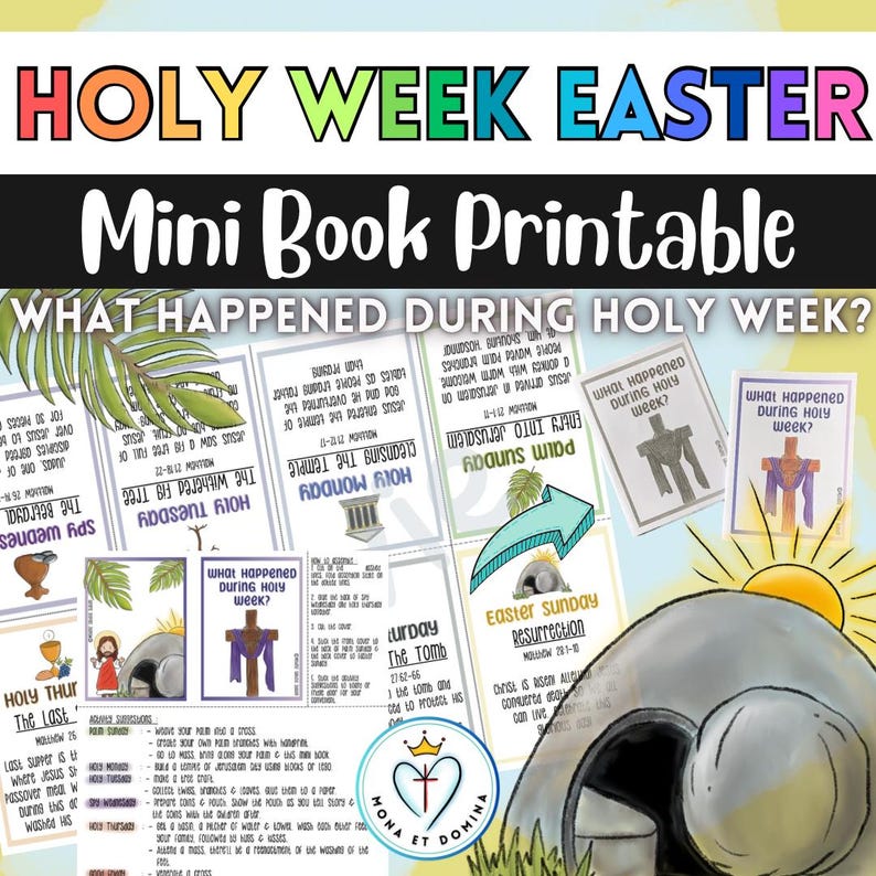Easter Story Booklet Holy Week Mini Book Catholic Activity Palm Sunday ...