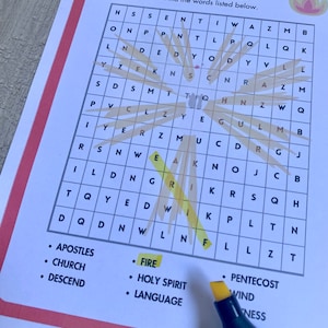 Digital Download Pentecost Holy Spirit Sunday Word Search No Prep ...