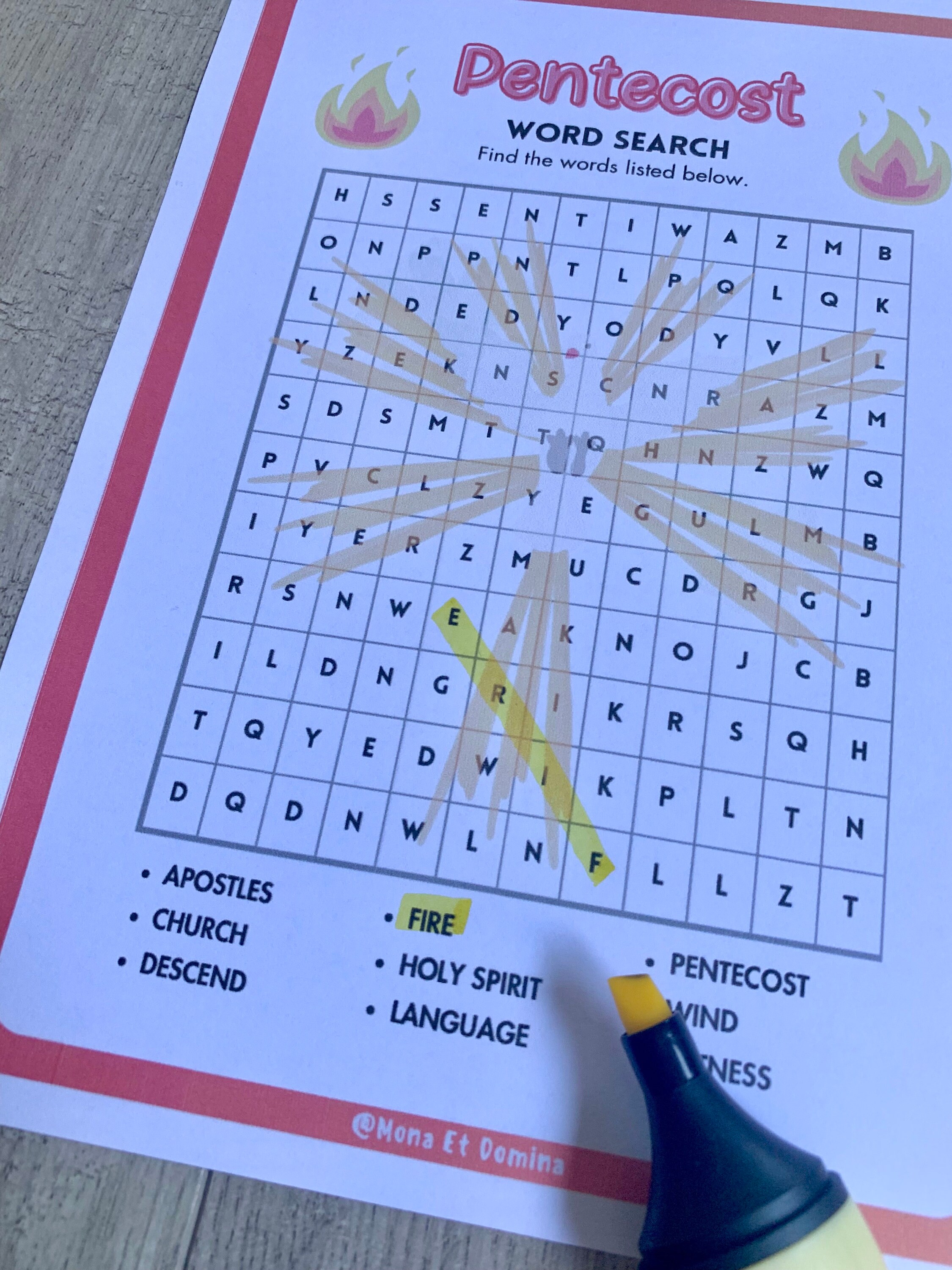 Digital Download Pentecost Holy Spirit Sunday Word Search No Prep ...