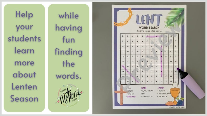No Prep LENTEN Season Word Search Printable Activity, Ash Wednesday ...