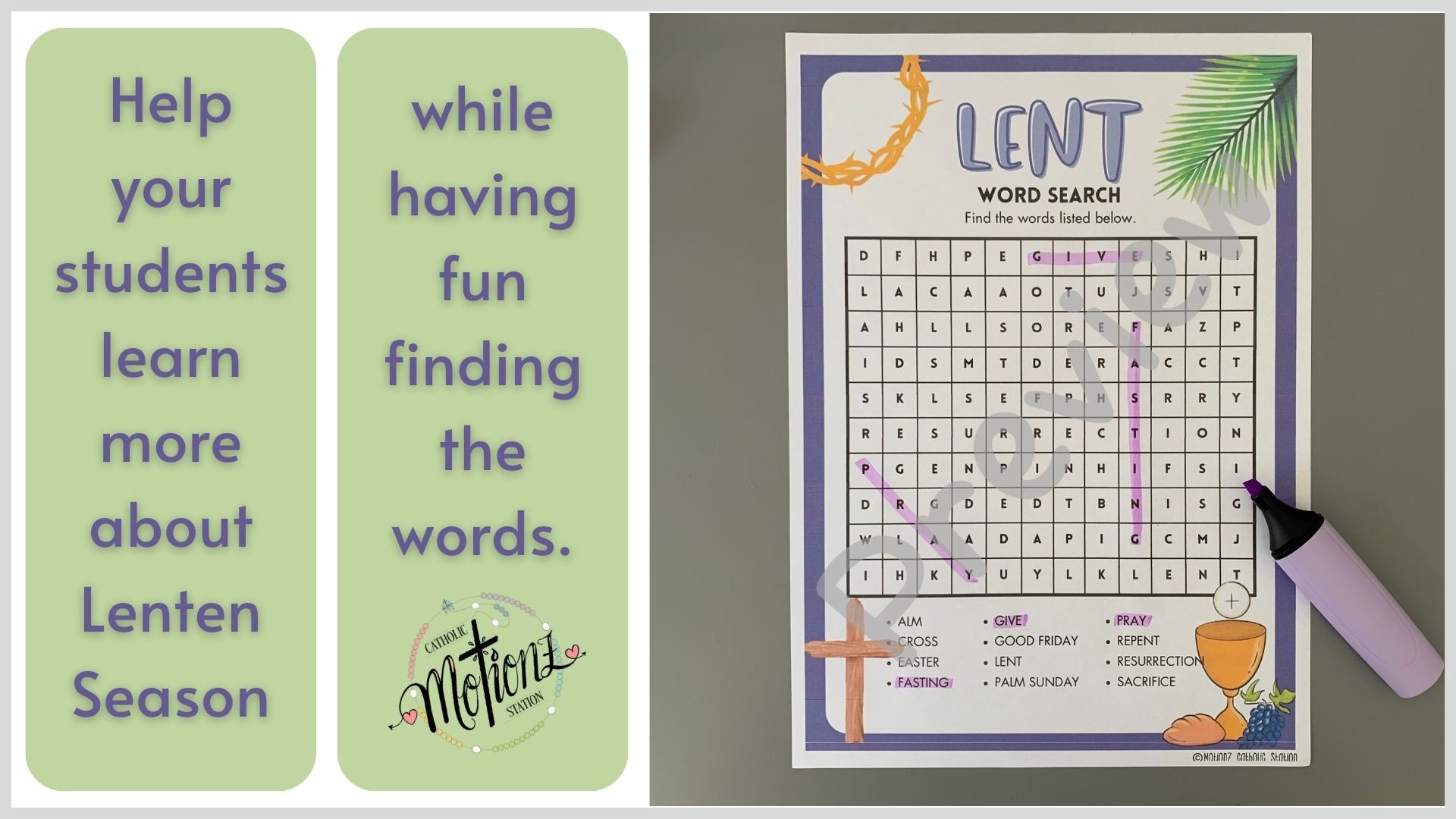 No Prep LENTEN Season Word Search Printable Activity, Ash Wednesday ...
