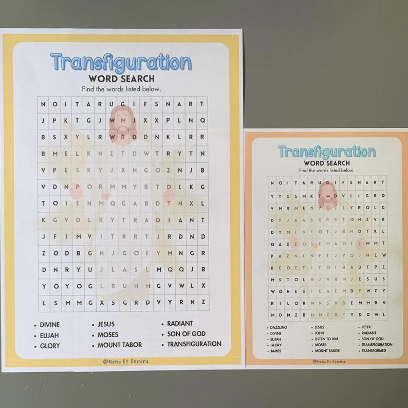 Digital Download Transfiguration of the Lord Jesus Word Search No Prep ...