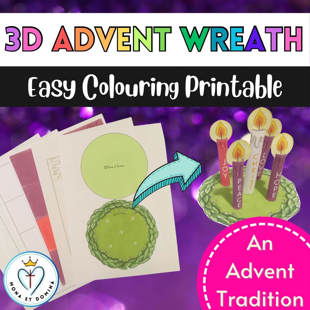 Digital Download 3D Advent Wreath Printable Calendar Catholic Christian ...