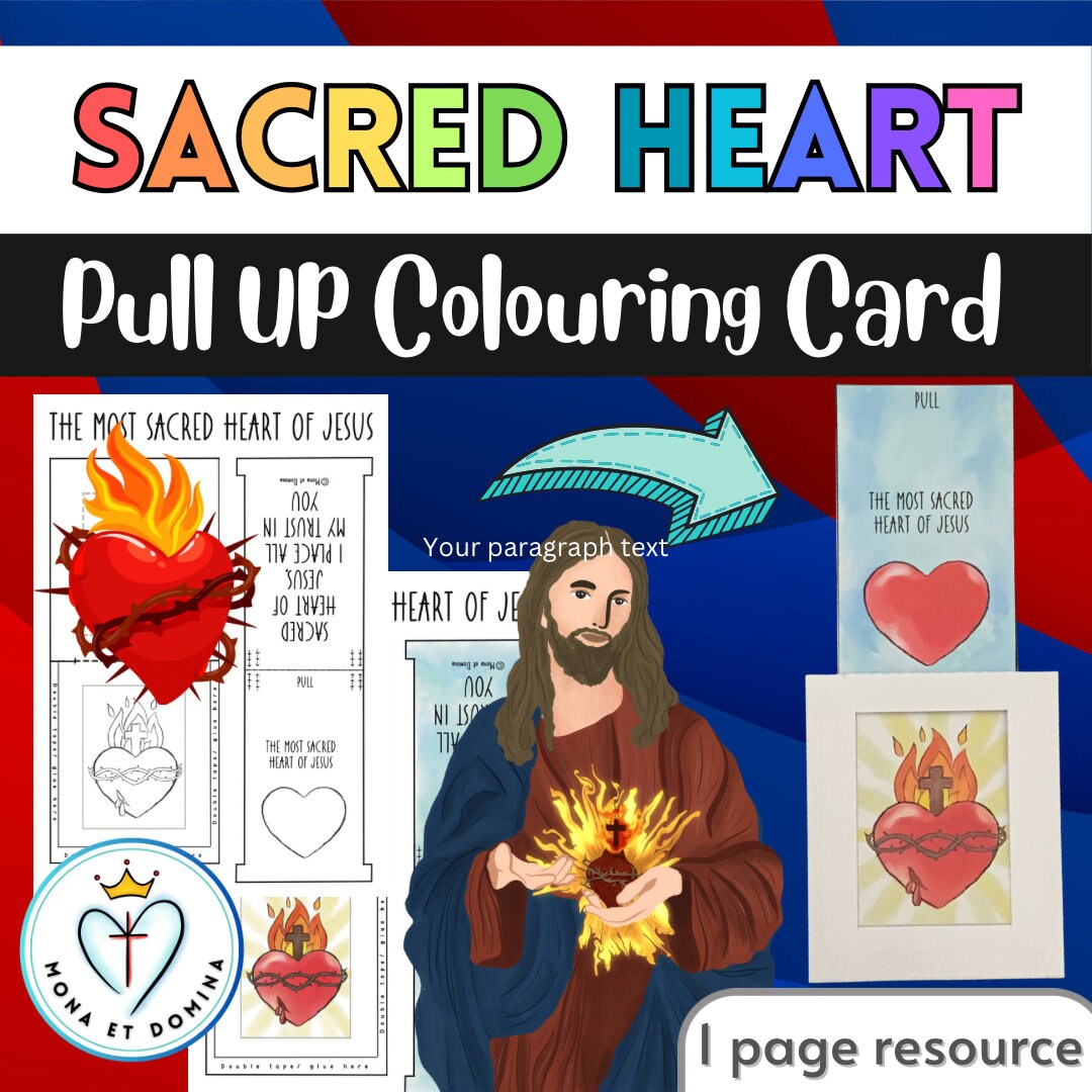 Digital Download Most Sacred Heart of Jesus Interactive Pull up Card ...