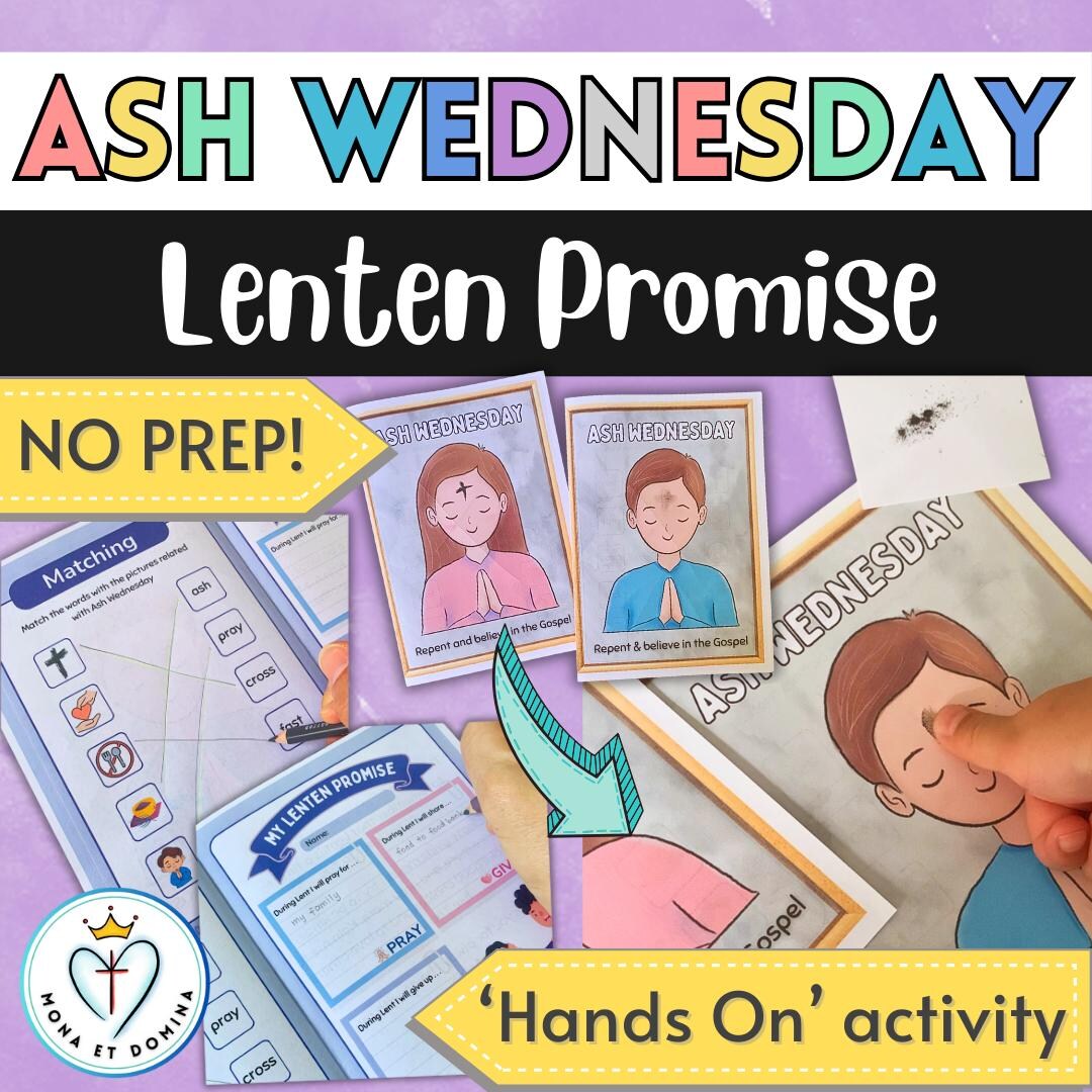 Ash Wednesday Lenten Promise Catholic Lent Activity Matching Words No ...