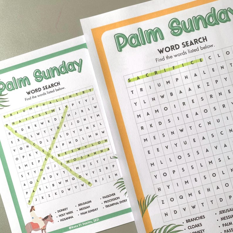 Palm Sunday Word Search Puzzles Holy Week Easter Activity Early ...