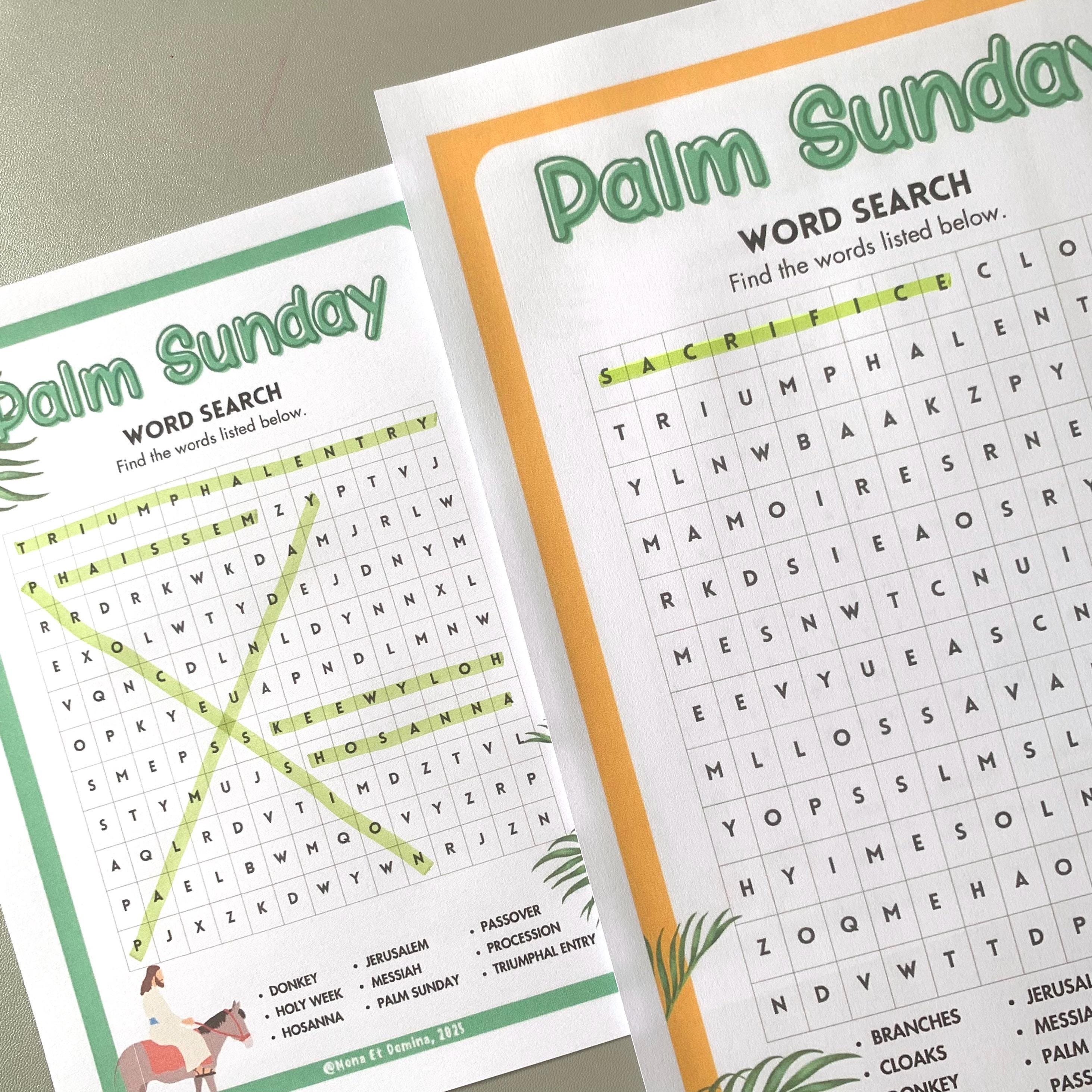Palm Sunday Word Search Puzzles Holy Week Easter Activity Early ...