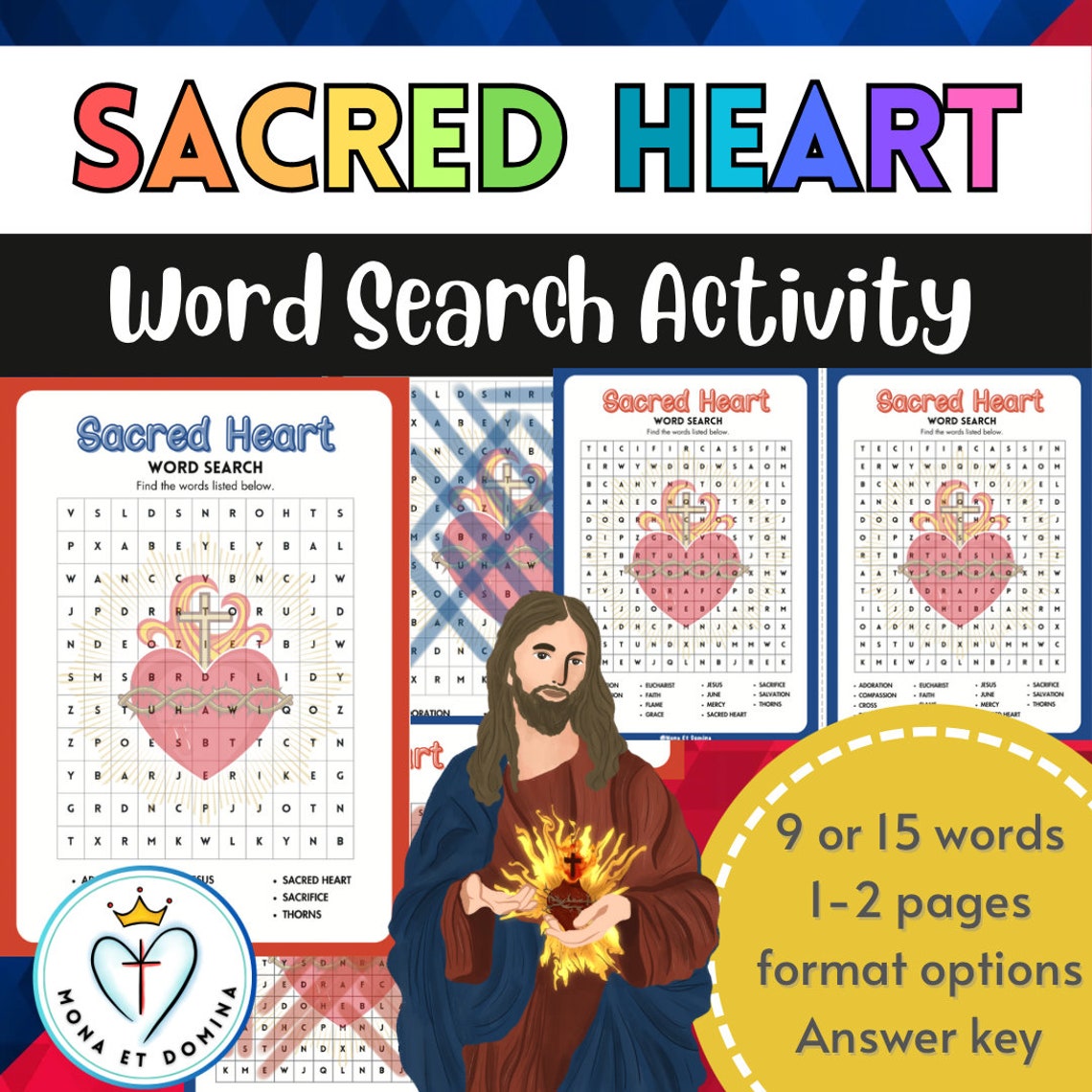 Digital Download Most Sacred Heart of Jesus Sunday Word Search No Prep ...