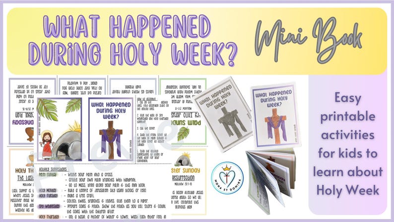 Easter Story Booklet Holy Week Mini Book Catholic Activity Palm Sunday ...