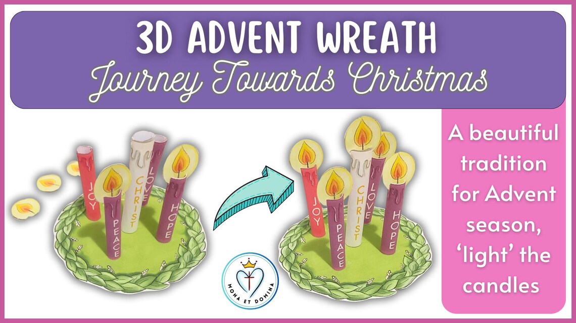 Advent Wreath 3D Candles Craft Christmas Activity Countdown Catholic ...