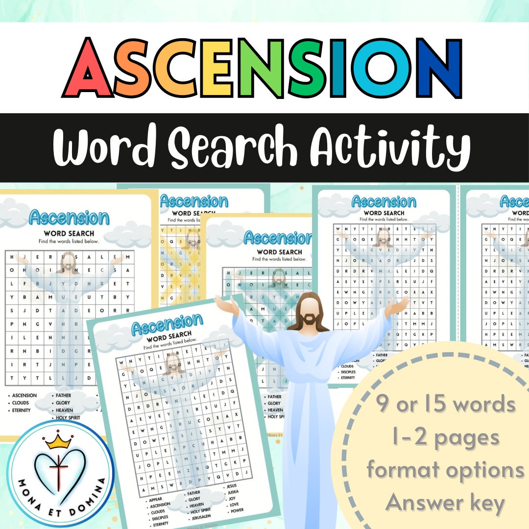 Digital Download Ascension of the Lord Jesus Sunday Word Search No Prep ...