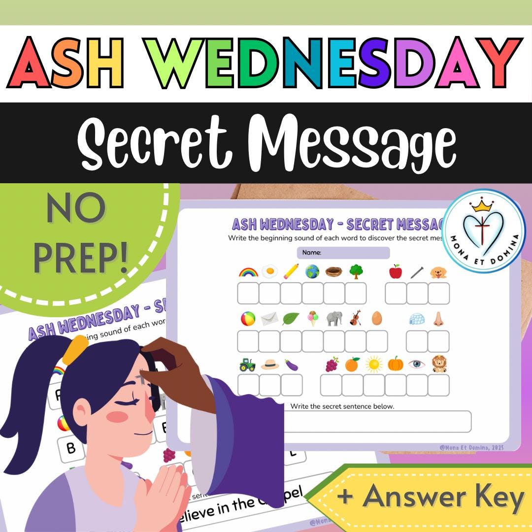 Ash Wednesday Lenten Season Activity Crack the Code Secret Message ...