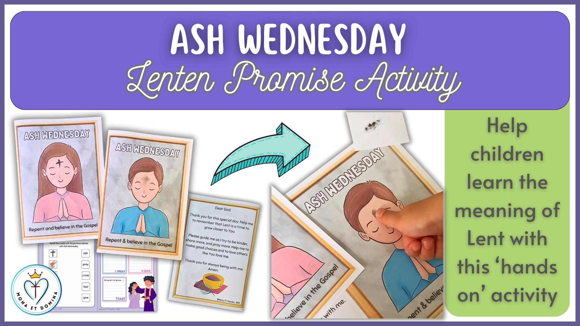 Ash Wednesday Lenten Promise Catholic Lent Activity Matching Words No ...
