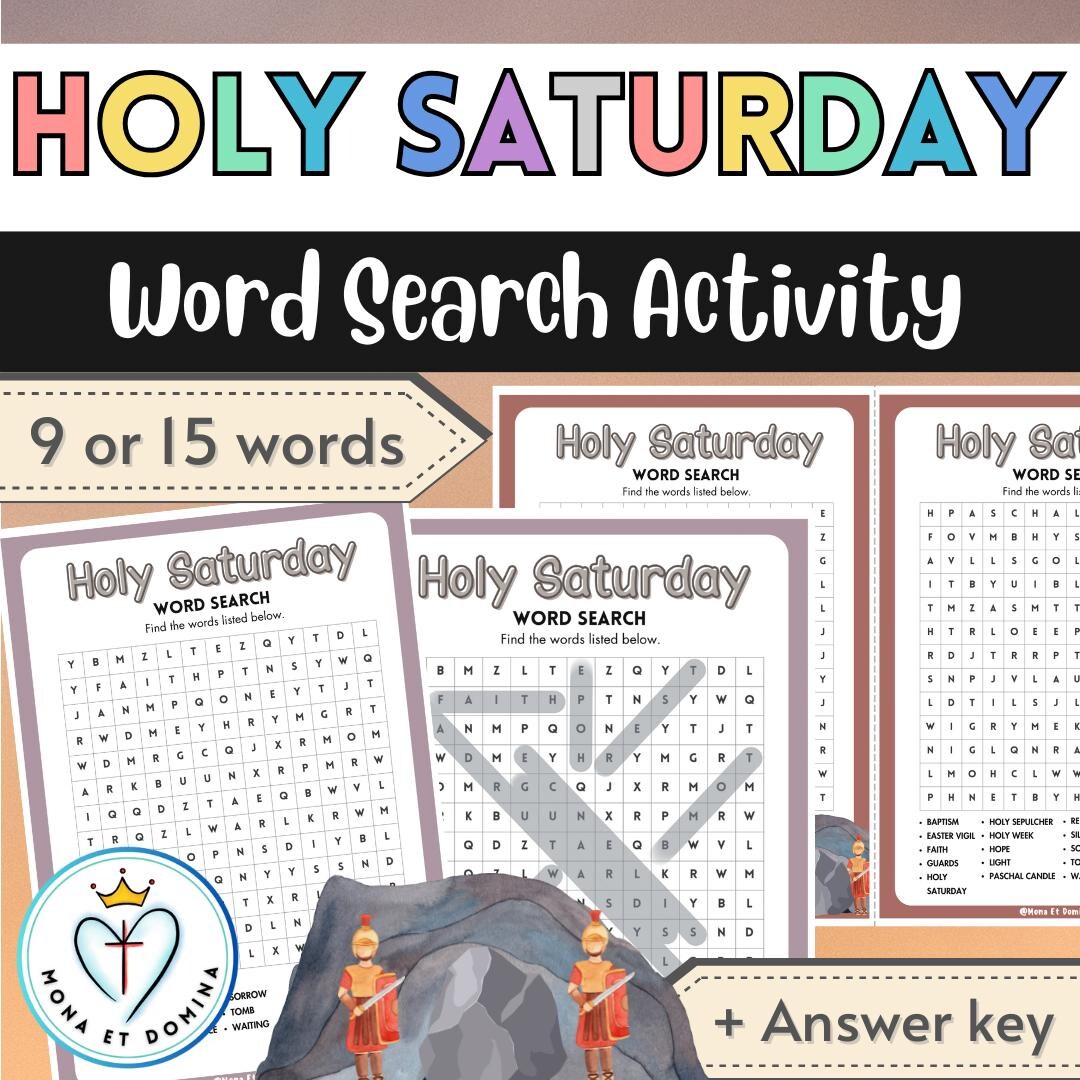 Holy Saturday Word Search Puzzles Easter Vigil Holy Week Easter ...