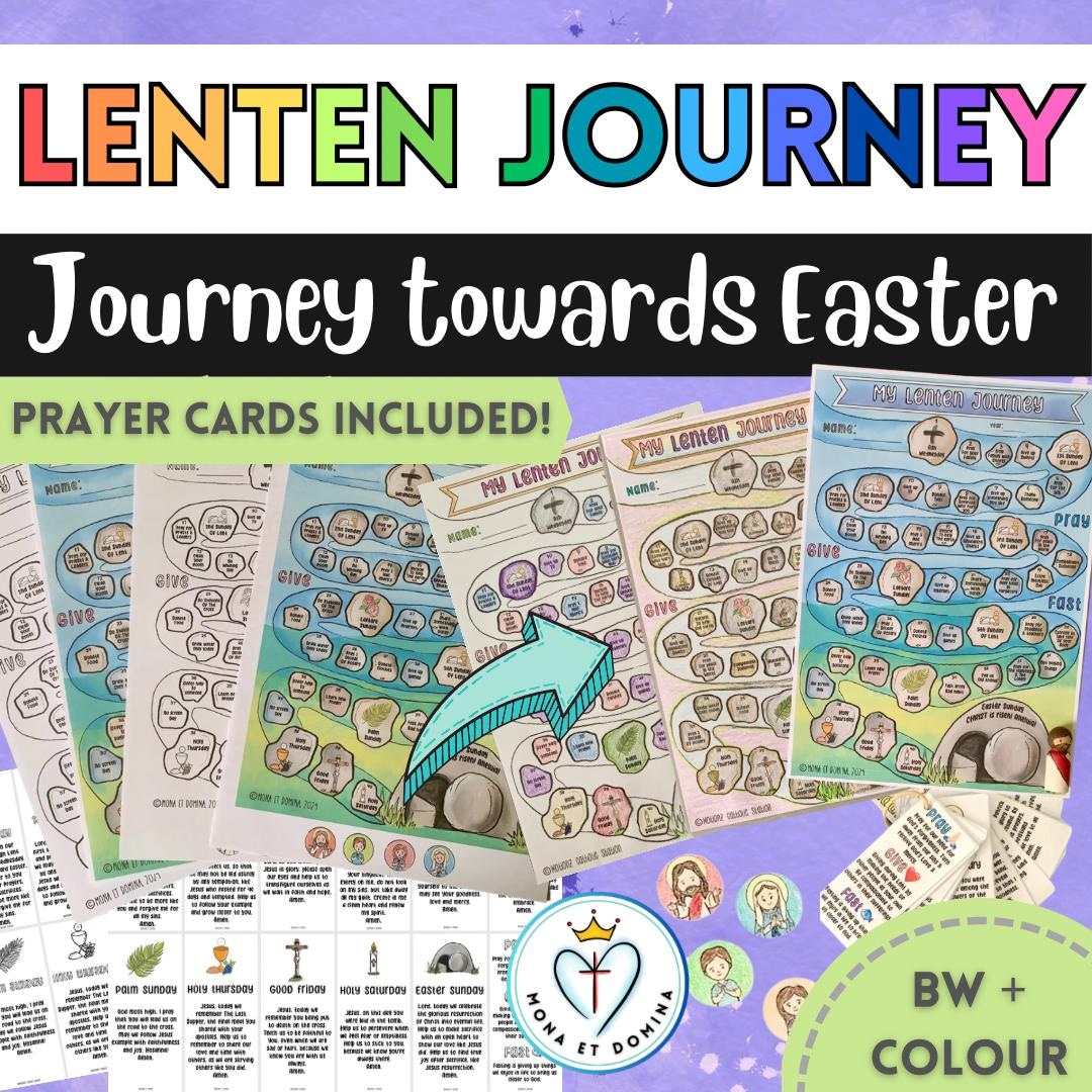 40 Days Catholic Lenten Journey to Easter Countdown Calendar Colouring ...