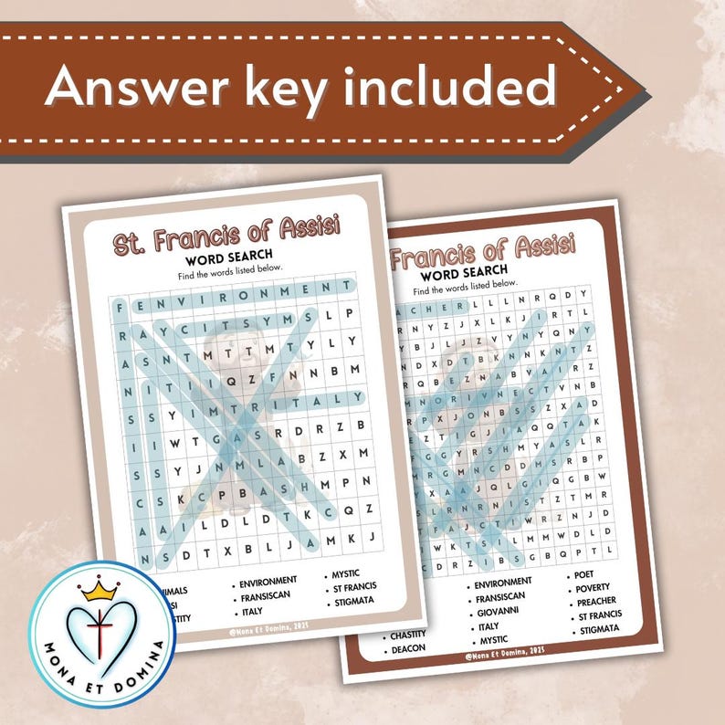 St Francis of Assisi Worksheet Catholic Saint Word Search No Prep ...