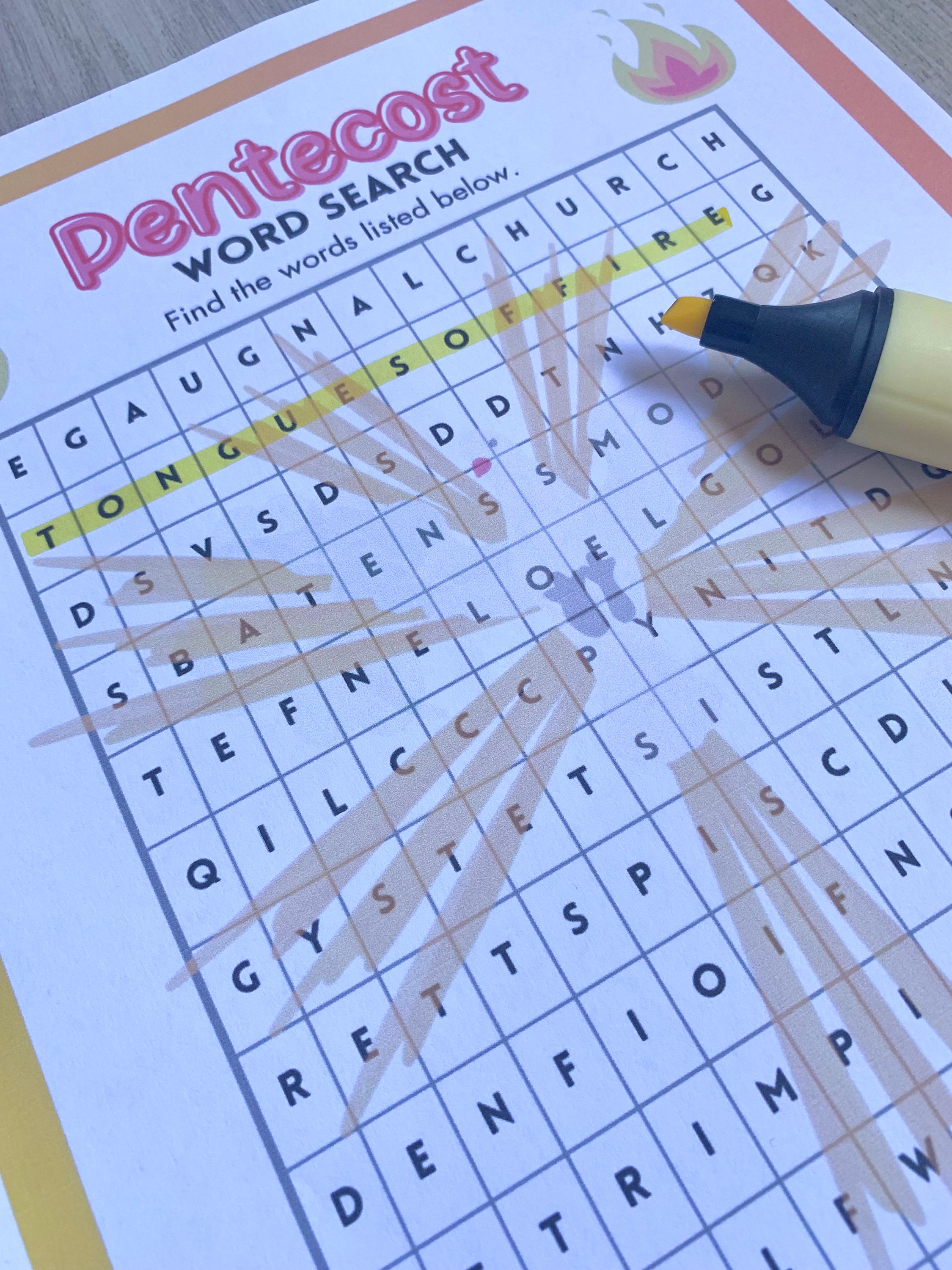 Digital Download Pentecost Holy Spirit Sunday Word Search No Prep ...