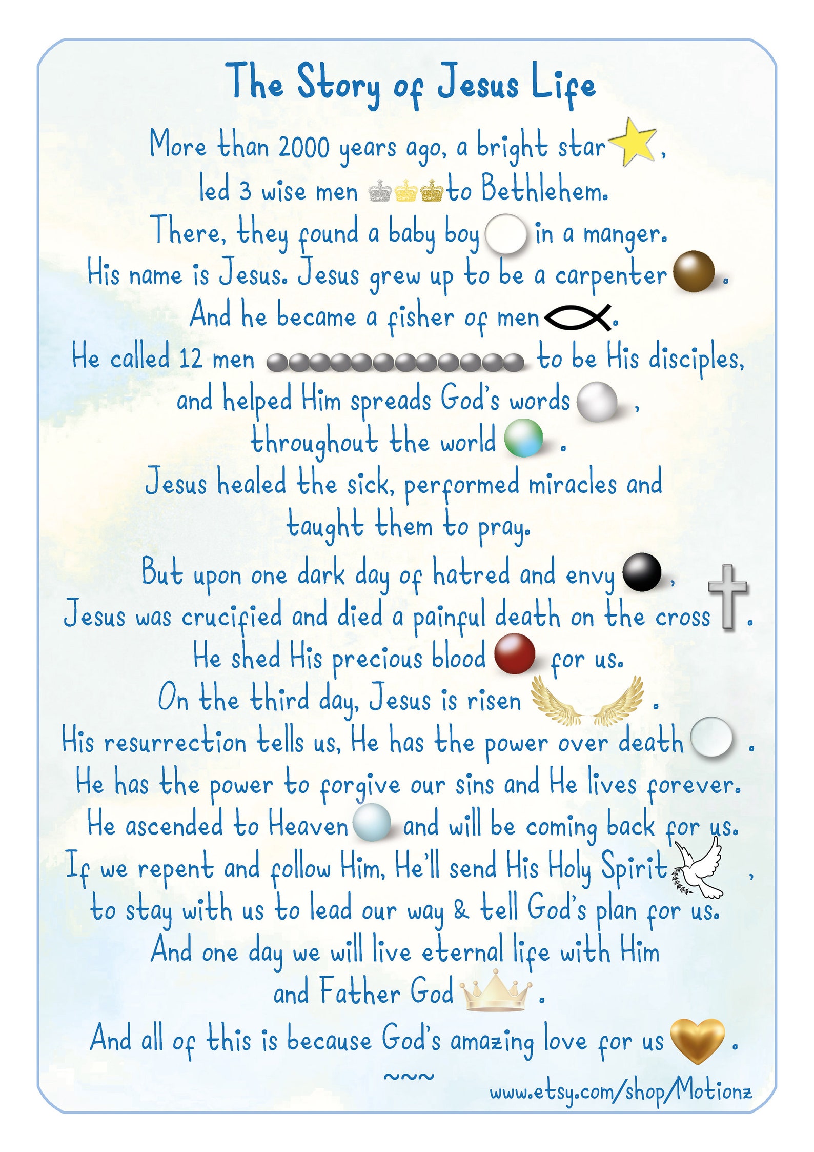 The Story of Jesus Life Story Bracelet, Christian Gift,religious ...