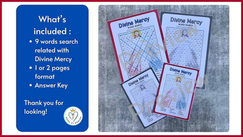 Digital Download Divine Mercy Sunday Word Search No Prep Printable ...