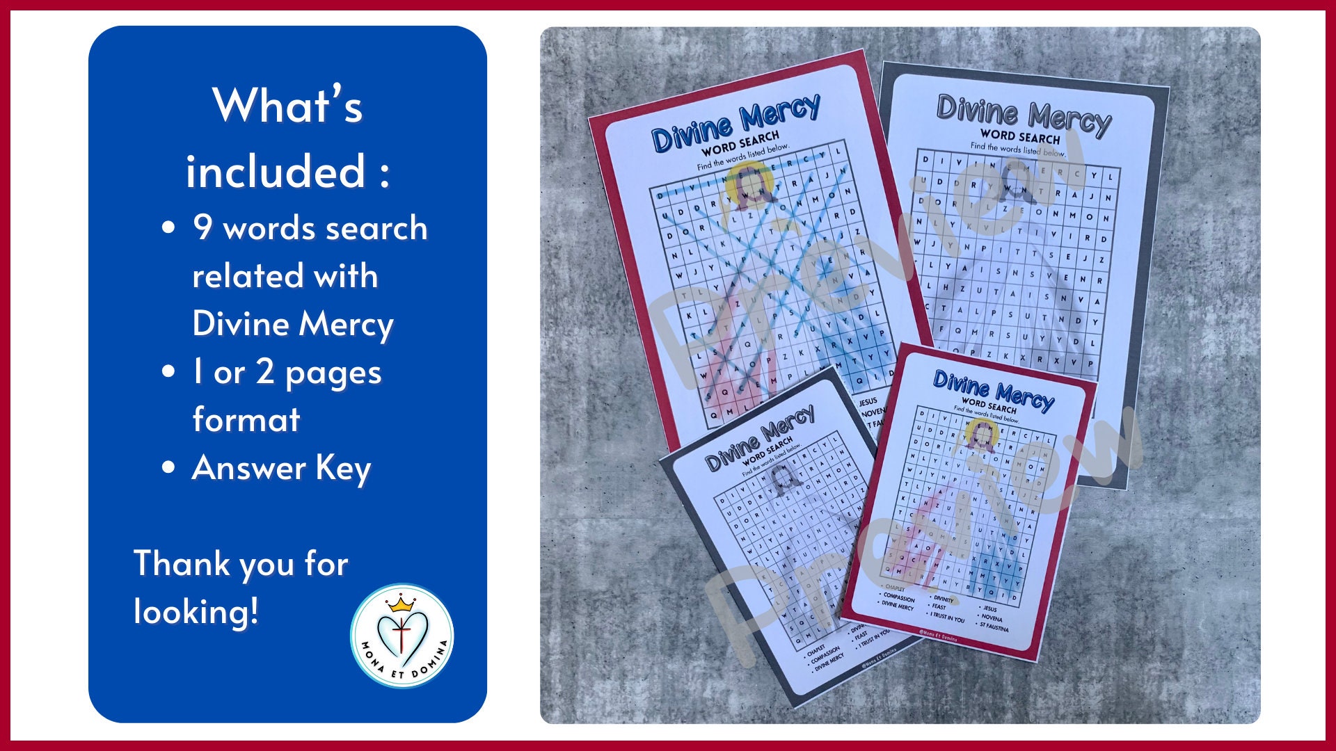 Digital Download Divine Mercy Sunday Word Search No Prep Printable ...
