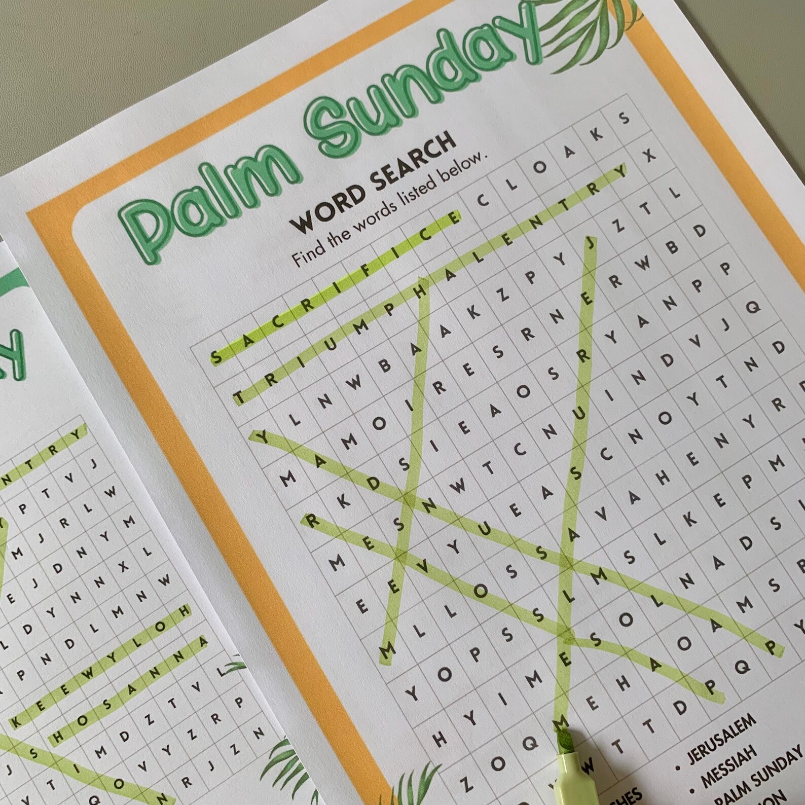 Palm Sunday Word Search Puzzles Holy Week Easter Activity Early ...