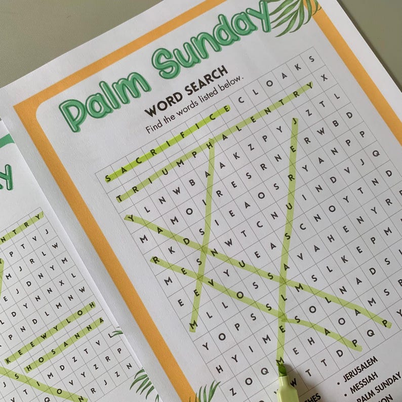 Palm Sunday Word Search Puzzles Holy Week Easter Activity Early ...