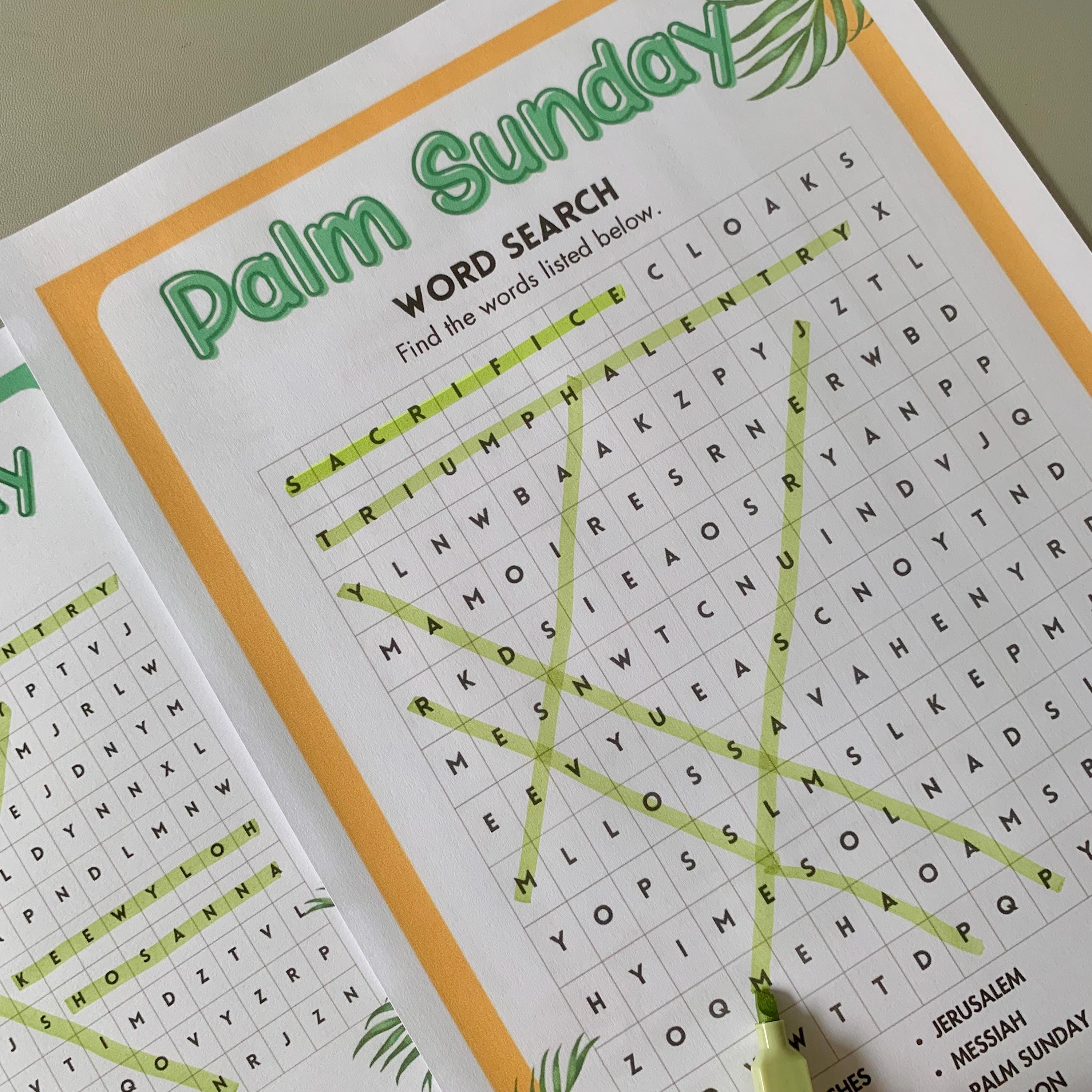 Palm Sunday Word Search Puzzles Holy Week Easter Activity Early ...