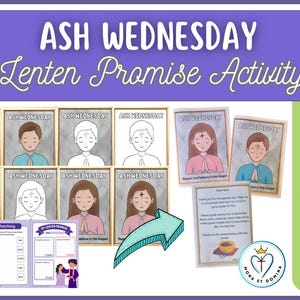 Ash Wednesday Lenten Promise Catholic Lent Activity Matching Words ...