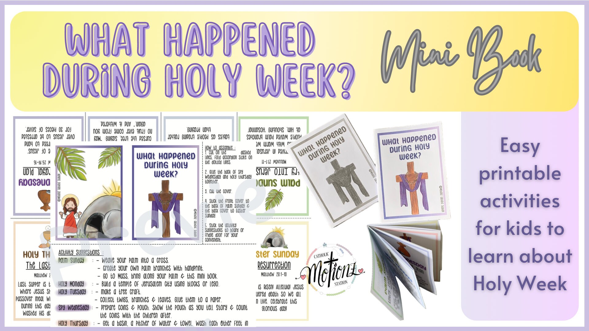 Digital Download Holy Week Printable Mini Book Activity Palm Sunday to ...