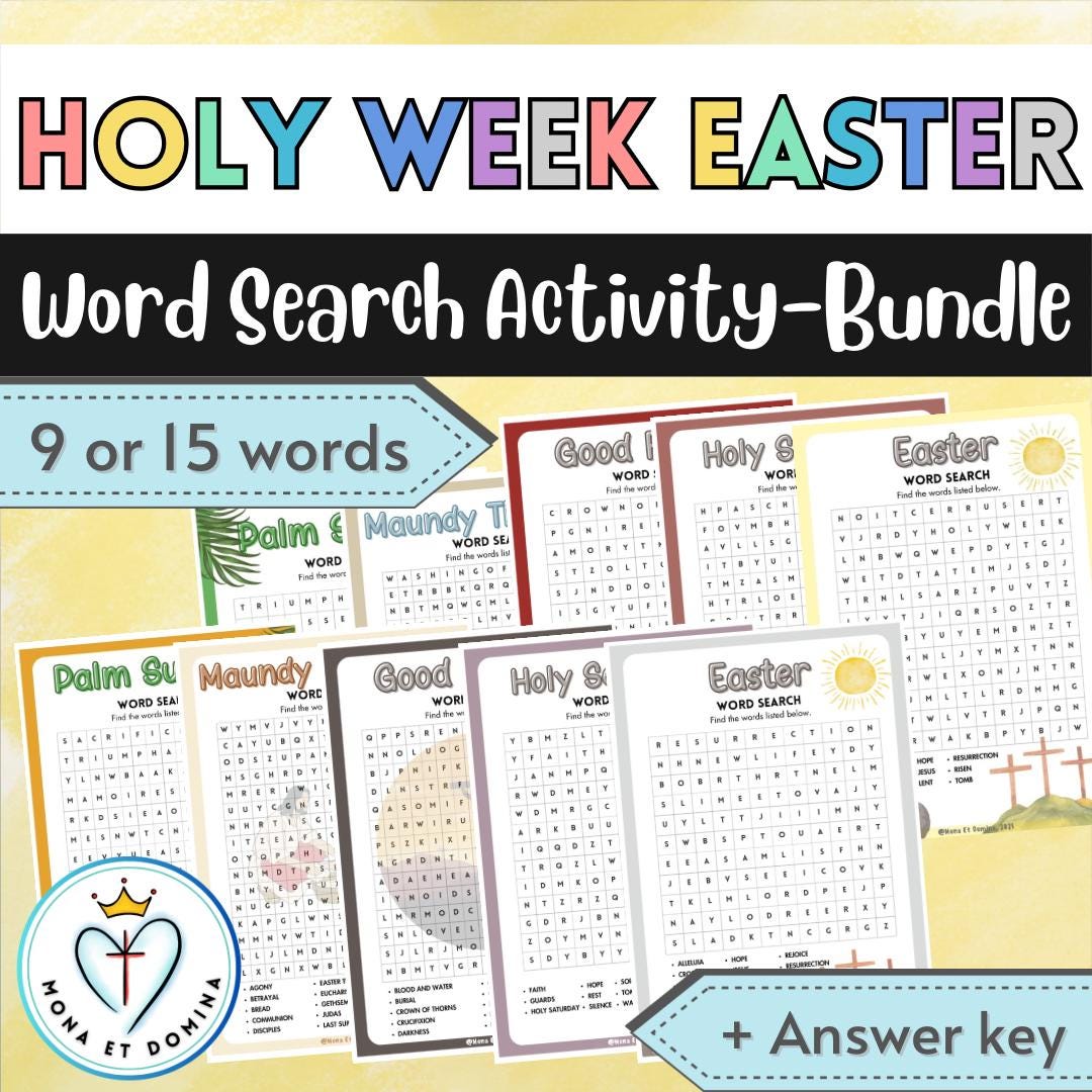 Holy Week Easter Word Search Puzzles No Prep Activity Bundle Palm ...