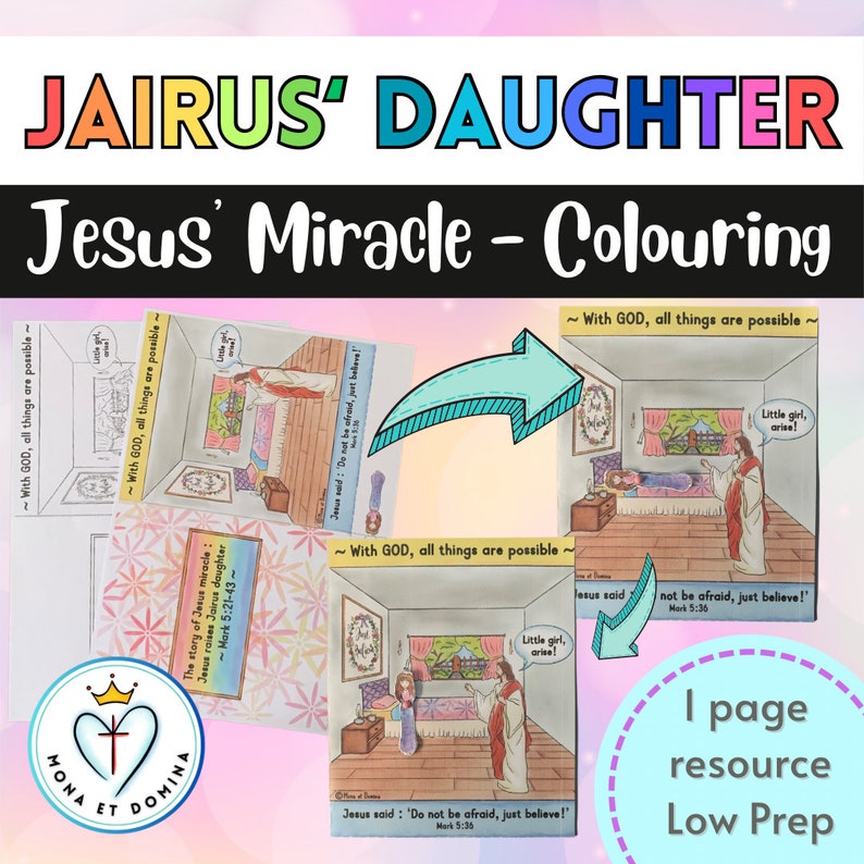 Digital Download Jesus Miracle Jairus Daughter Intractive Colouring ...