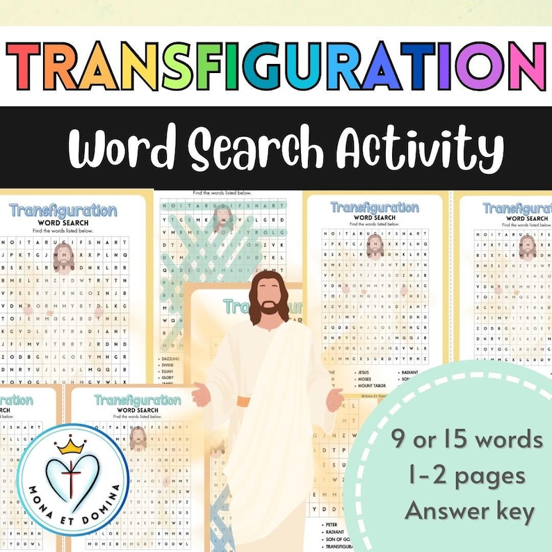 Digital Download Transfiguration of the Lord Jesus Word Search No Prep ...
