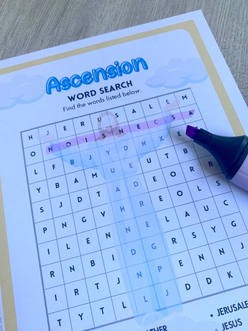 Digital Download Ascension of the Lord Jesus Sunday Word Search No Prep ...
