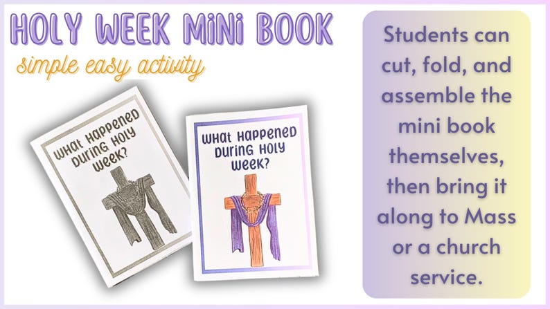 Easter Story Holy Week Mini Book Catholic Activity Palm Sunday to ...